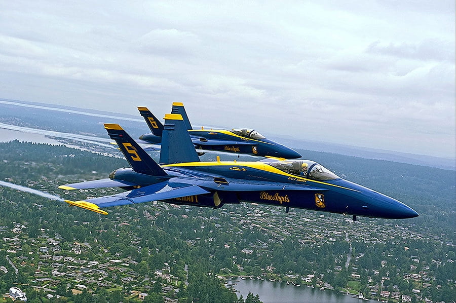 US Navy Blue Angels Over Lake Washington - 12x18 Inch Laminated ...
