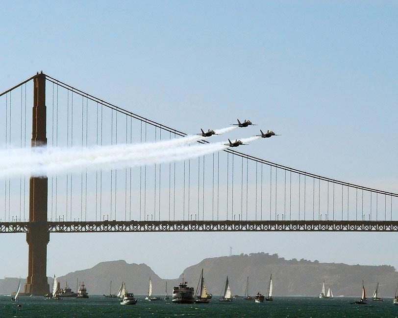 US Navy Blue Angels Golden Gate Bridge Style - A - 24x36 Inch Glossy ...