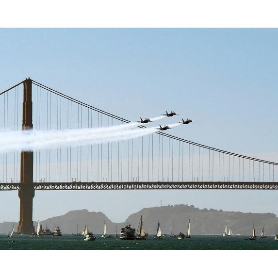 US Navy Blue Angels Golden Gate Bridge Style - A - 24x36 Inch Laminated ...