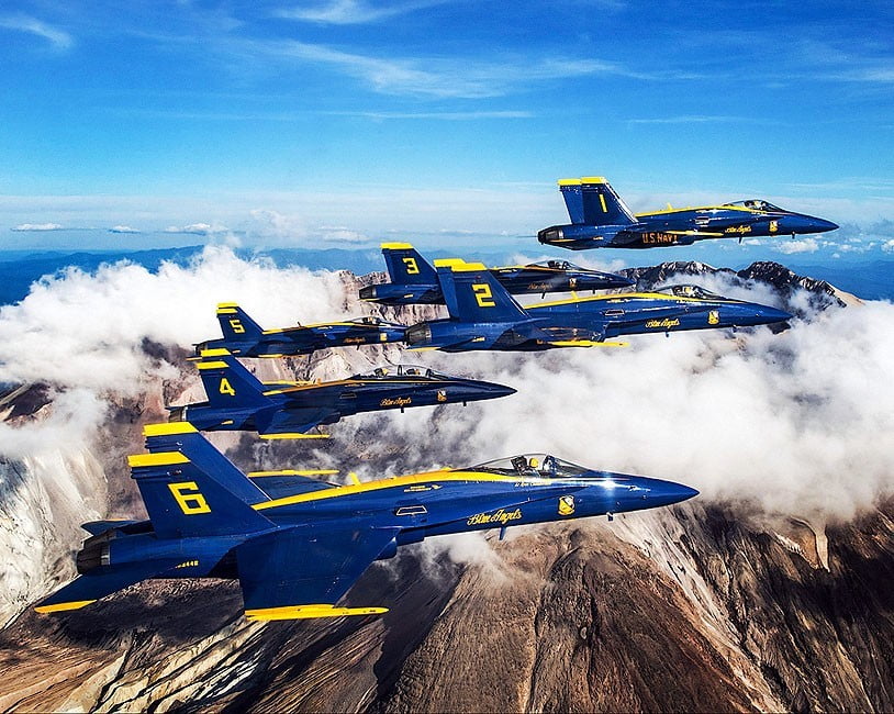 US Navy Blue Angels Over Mount St. Helens Washington - 12x18 Inch ...
