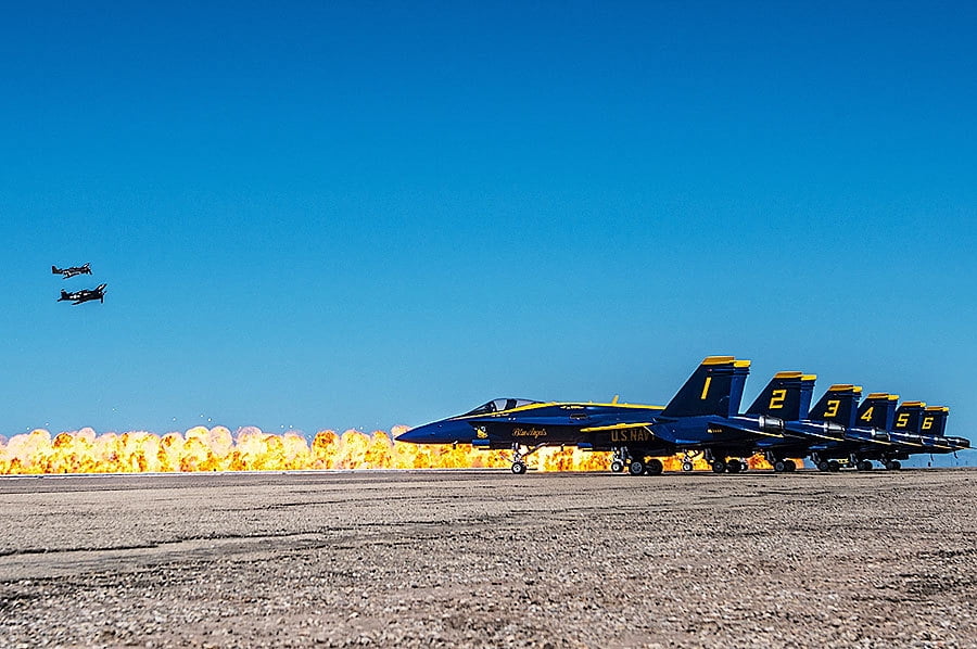 US Navy Blue Angels and EODMU-11 Wall of Fire Style - A - 24x36 Inch ...
