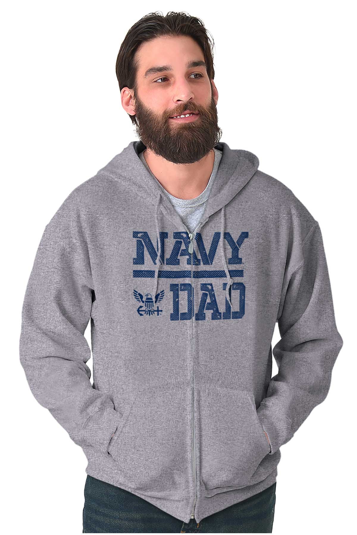 US Navy Dad Military Anchor Logo Men Big & Tall Zip Hoodie Brisco ...
