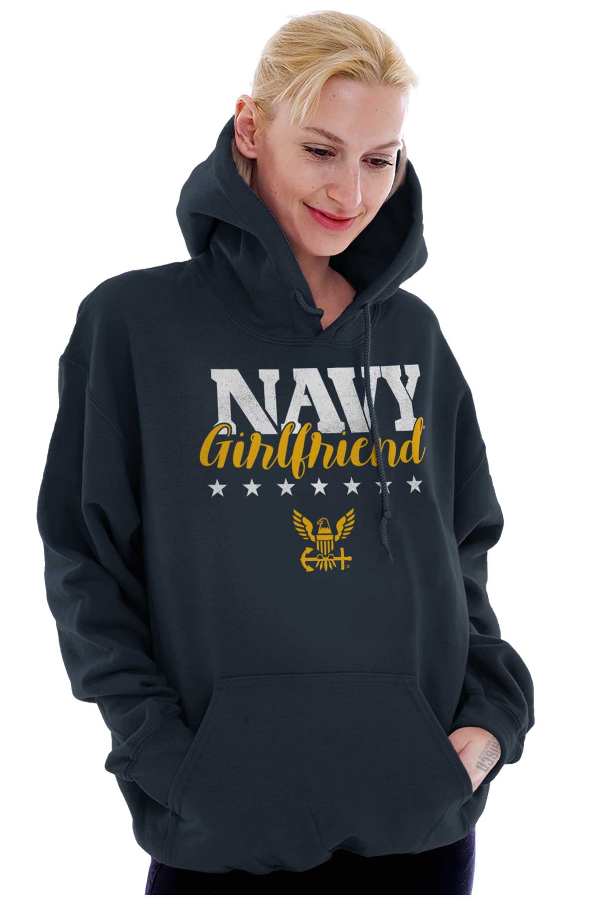US Navy Girlfriend Anchor Logo Hoodie Sweatshirt Women Brisco Brands M ...