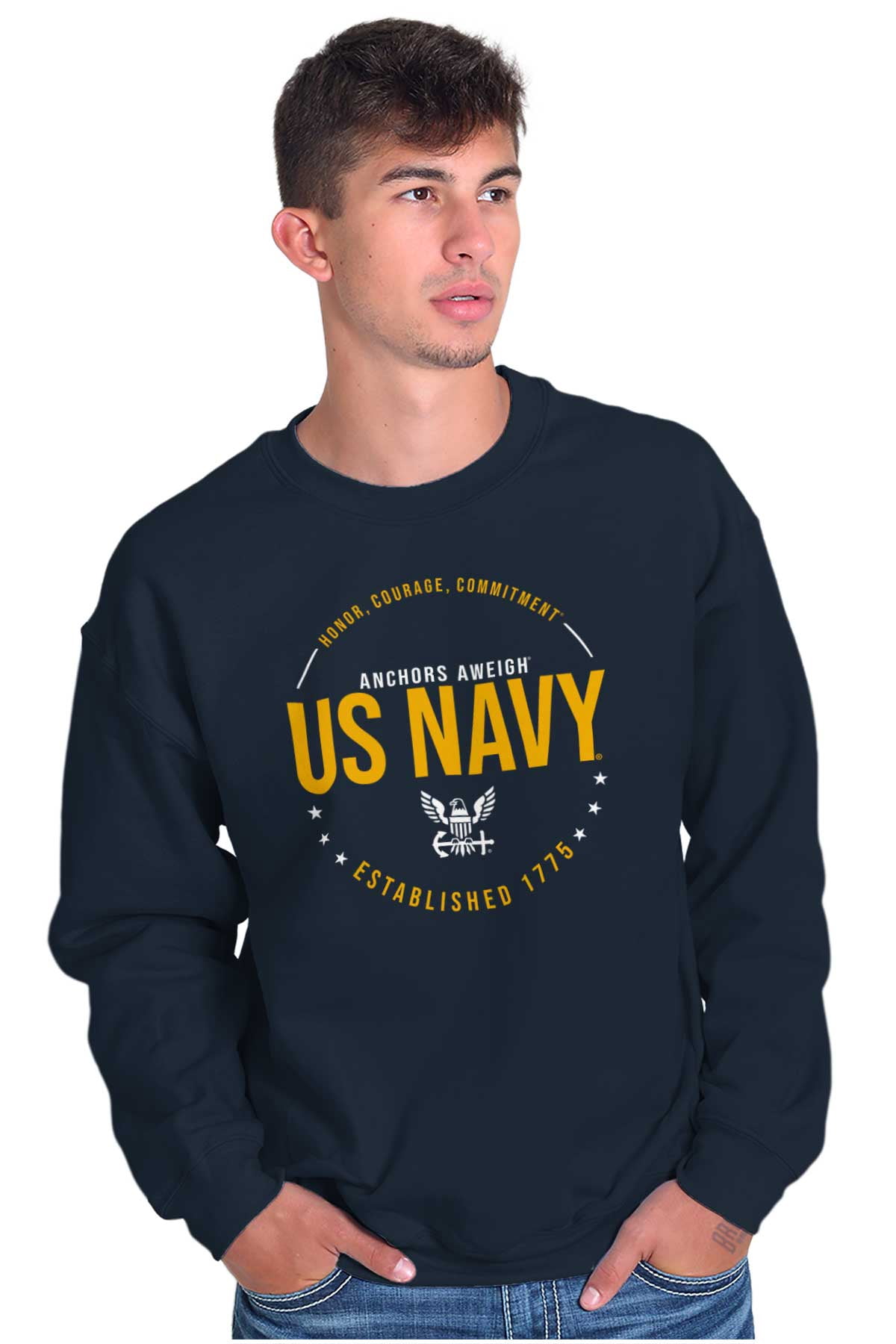 US Navy Logo Anchors Aweigh Est 1775 Unisex Plus Size Sweatshirt Brisco ...