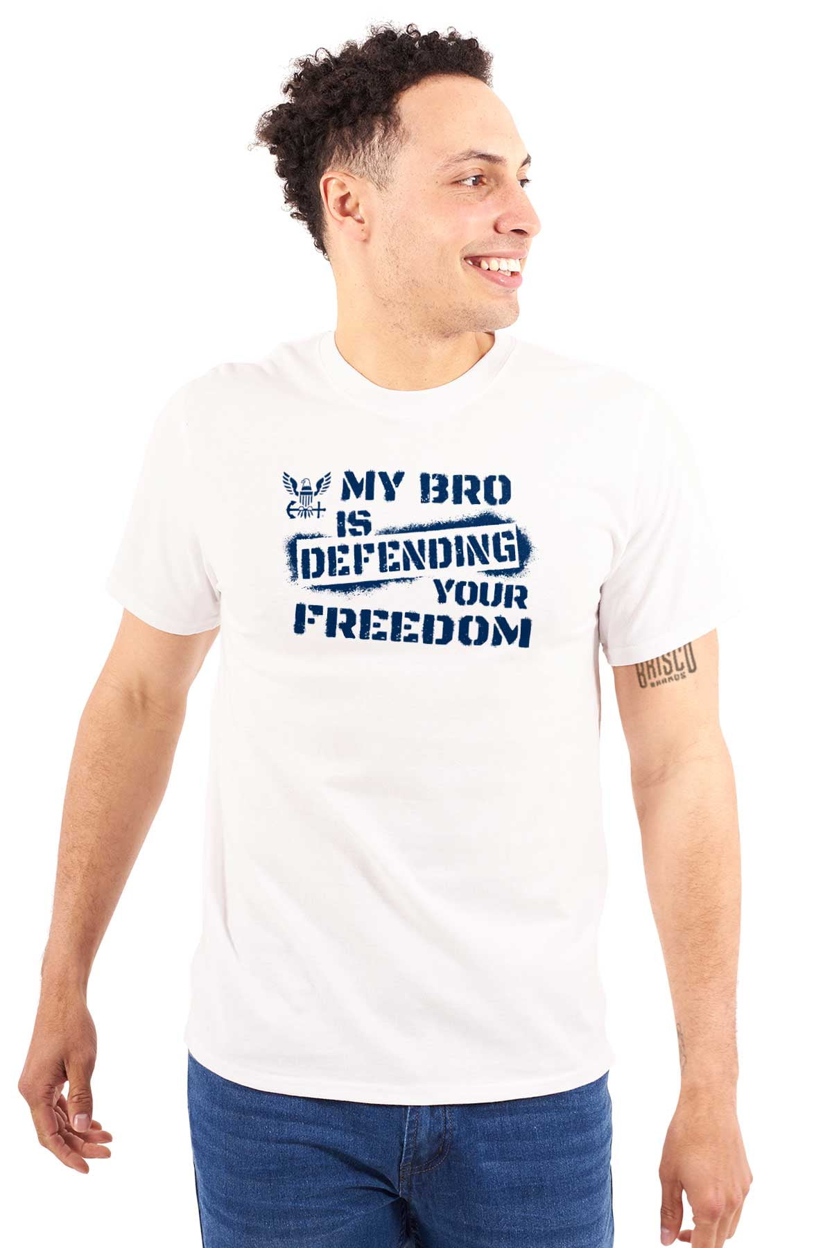 US Navy Logo Bro Defending Freedom Unisex Plus Size Graphic Tee Brisco ...