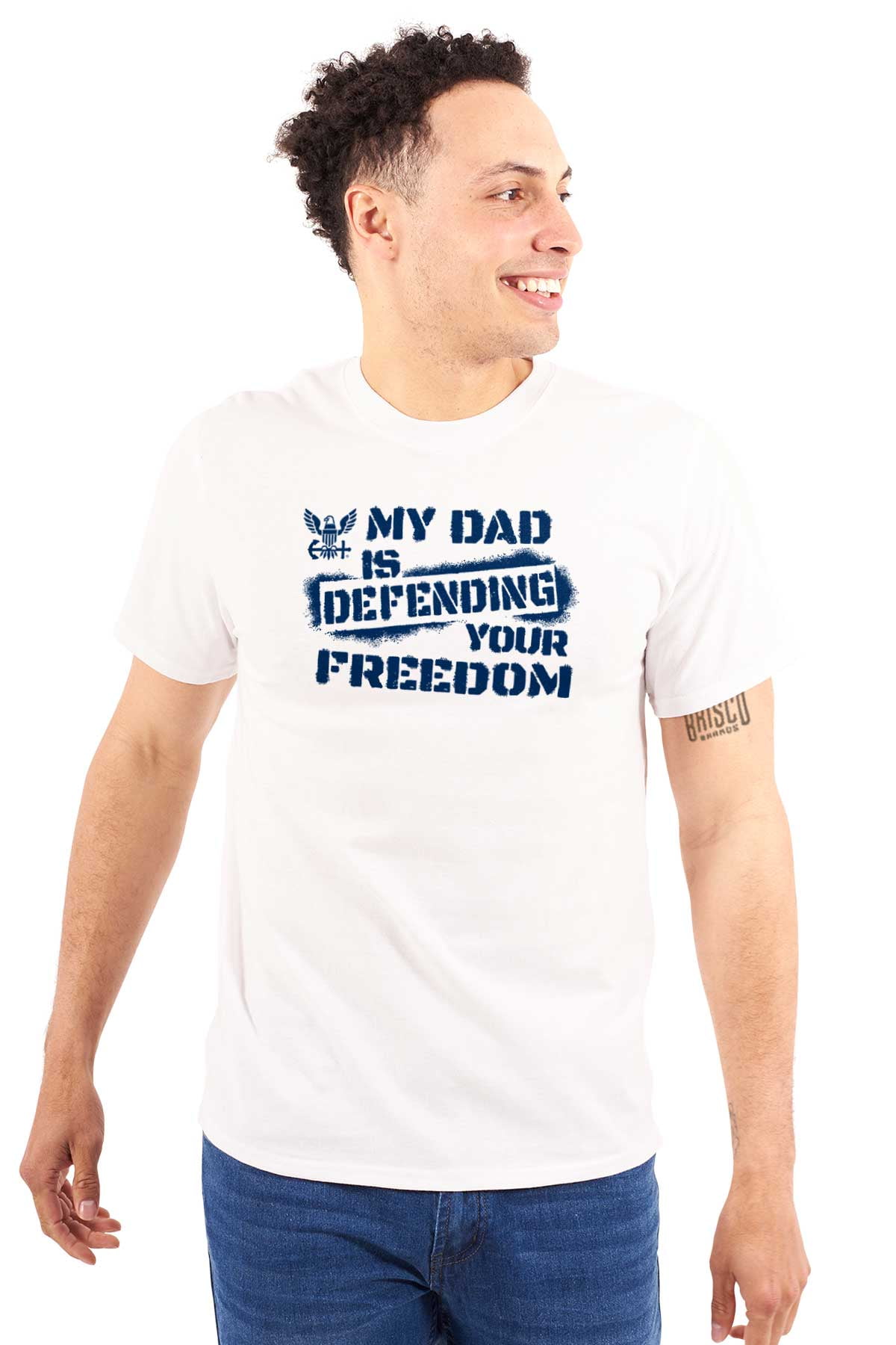 US Navy Logo Dad Defending Freedom Unisex Plus Size Graphic Tee Brisco ...