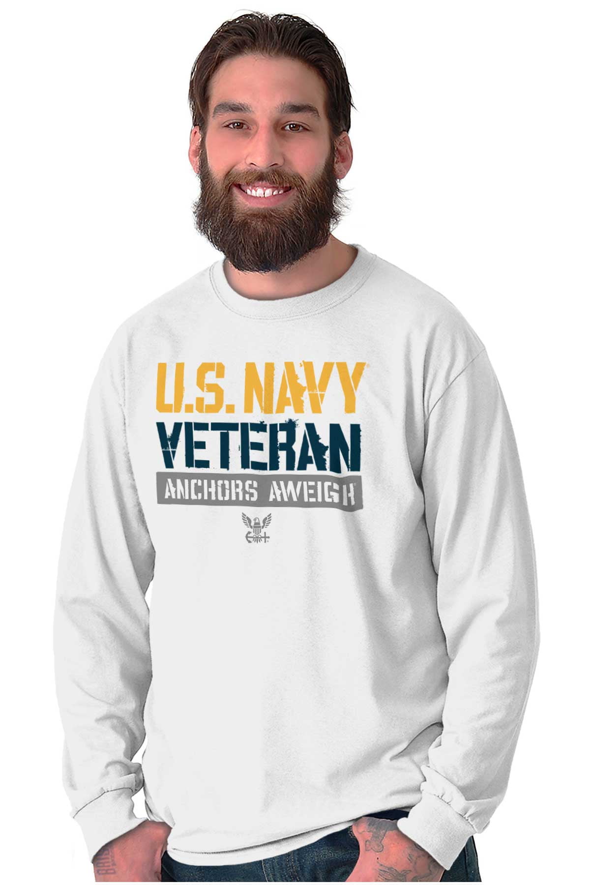 Us Navy Logo Veteran Anchors Aweigh Long Sleeve Tshirt Men Women Brisco