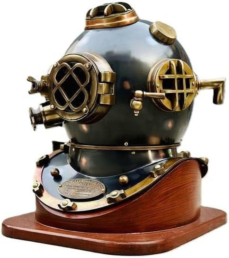 US Navy Mark V Scuba Diving Helmet with Wooden Base | Antique Two-Ton ...