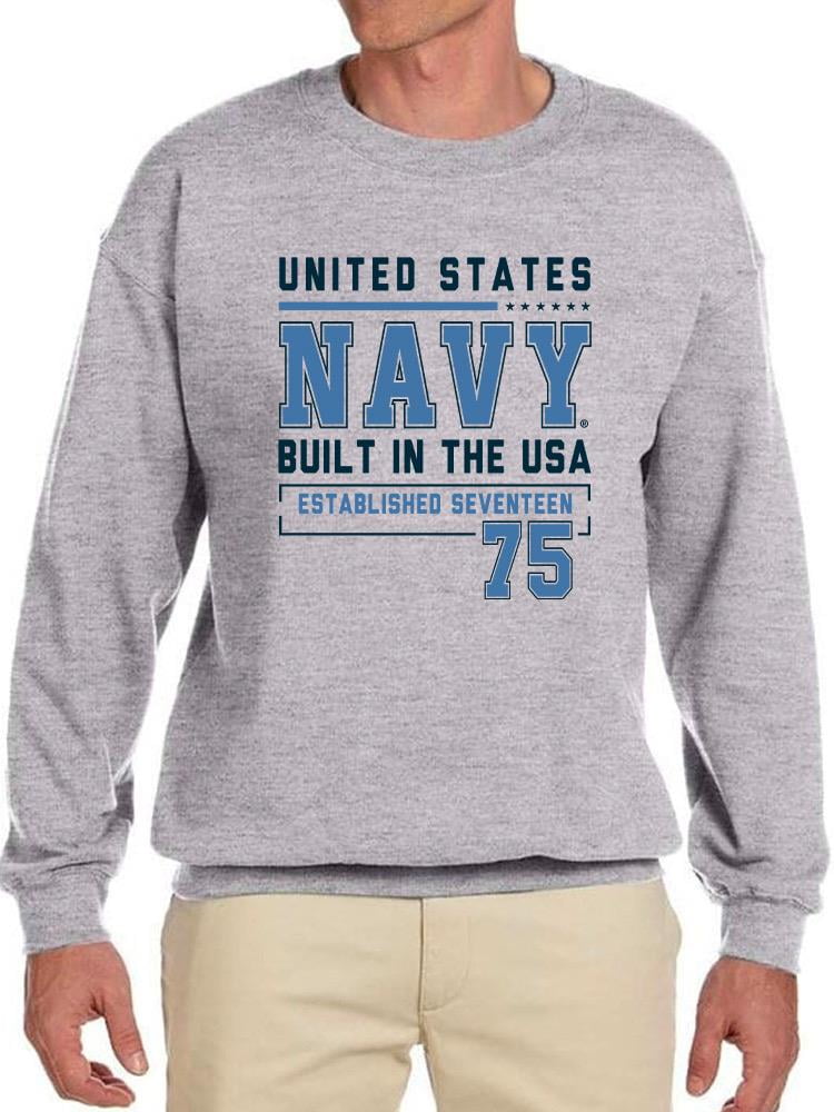 US Navy Mens Graphic Sweatshirt Sport Grey - Built In The Sea Cotton ...