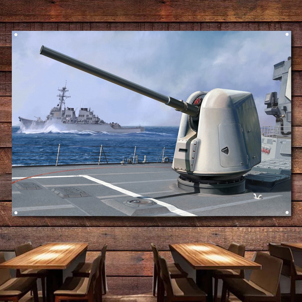 US Navy Mk.45 Mod.4 gun Battleship Wall Art Banners Hanging Flags Wall ...