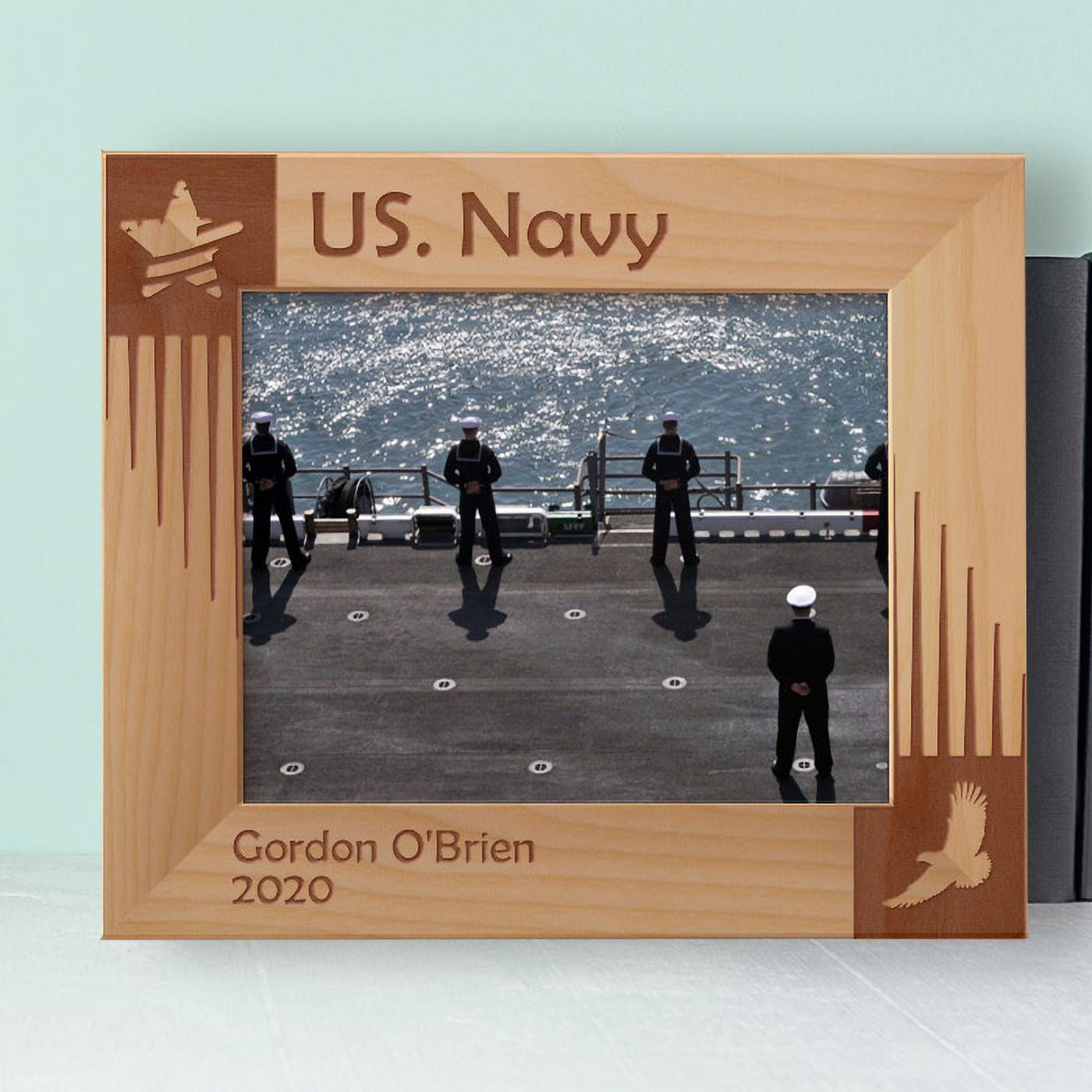 US Navy Personalized Wooden Frame-10" x 8" Brown Horizontal - Walmart.com