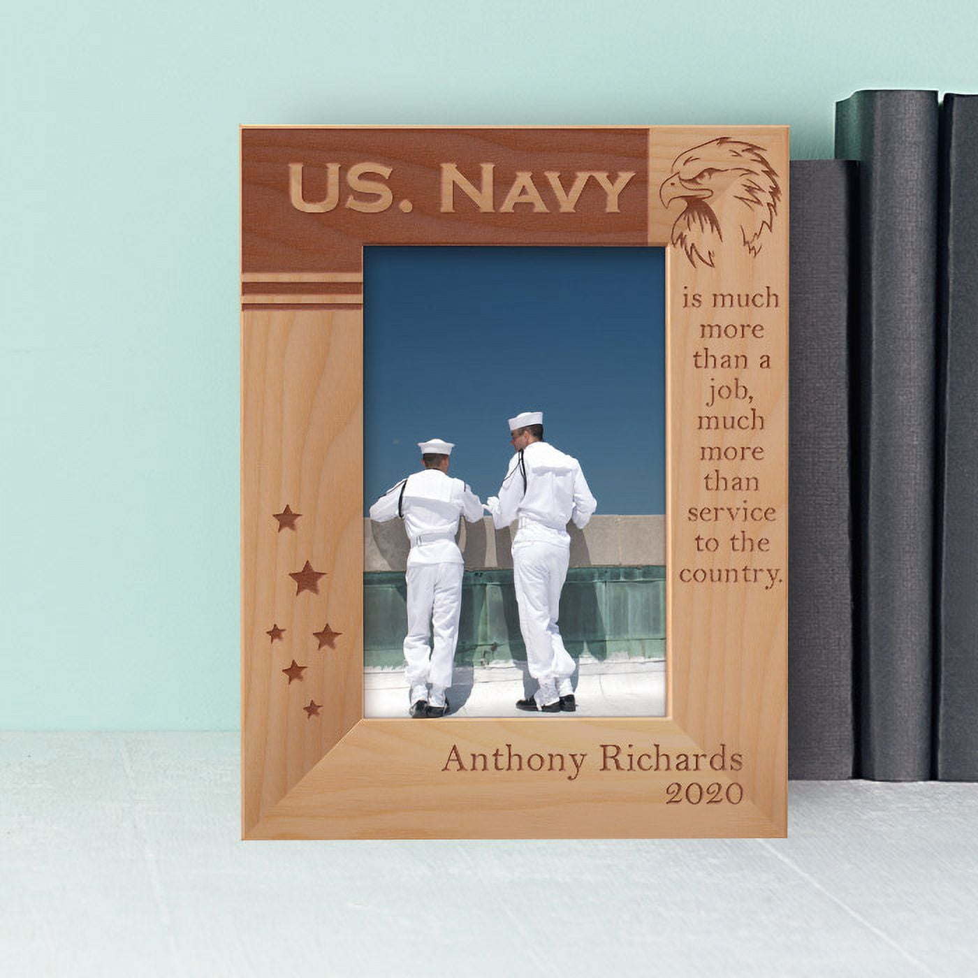 US Navy Personalized Wooden Frame 4" x 6" Brown (Vertical) - Walmart.com