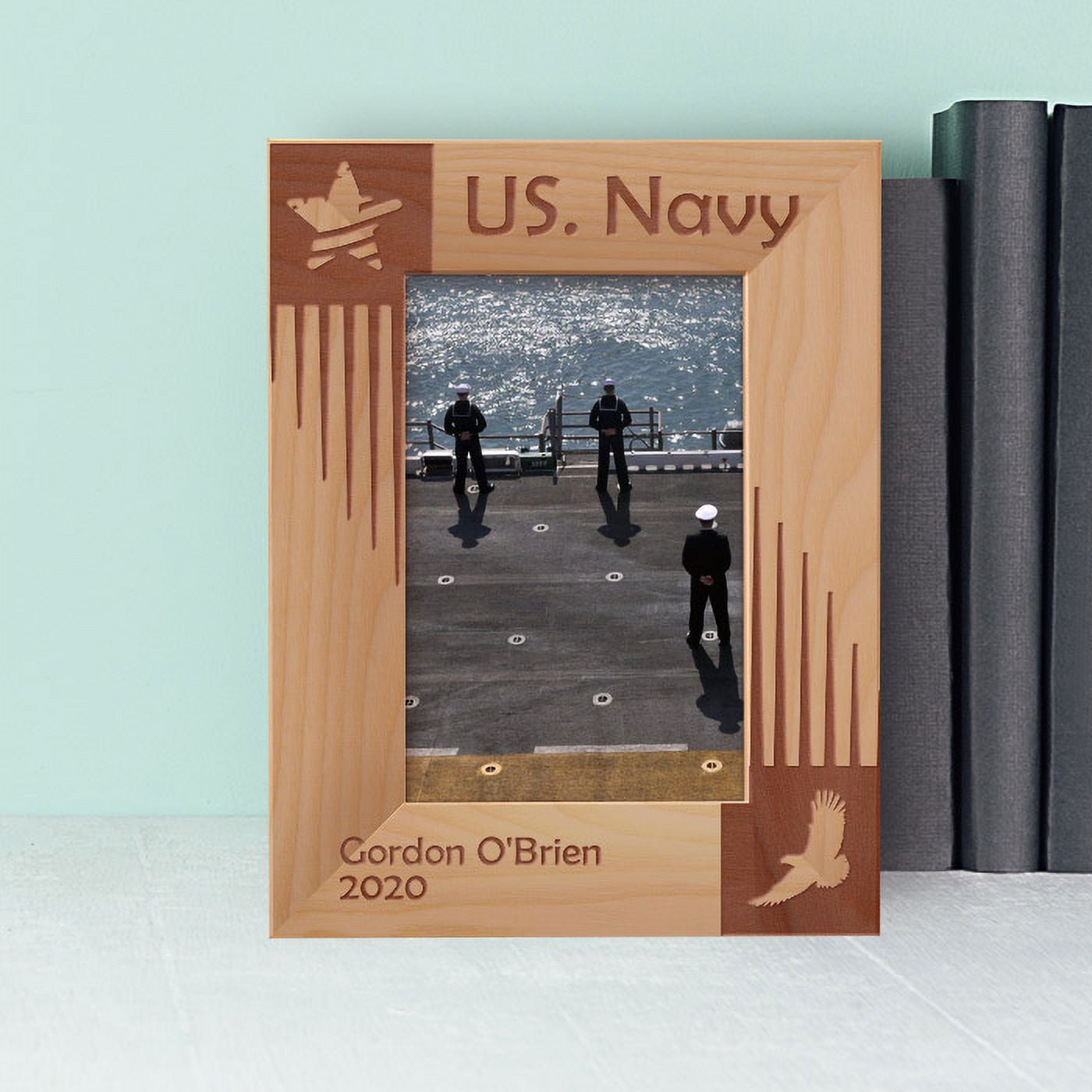 US Navy Personalized Wooden Frame 4" x 6" Brown (Vertical) - Walmart.com