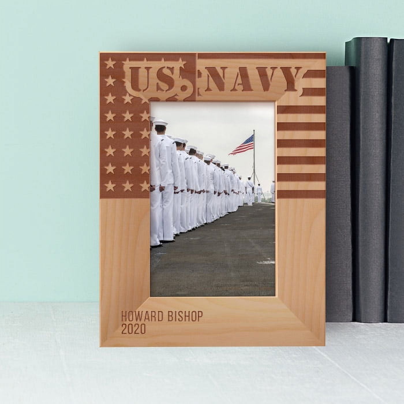 US Navy Personalized Wooden Frame 4" x 6" Brown (Vertical) - Walmart.com