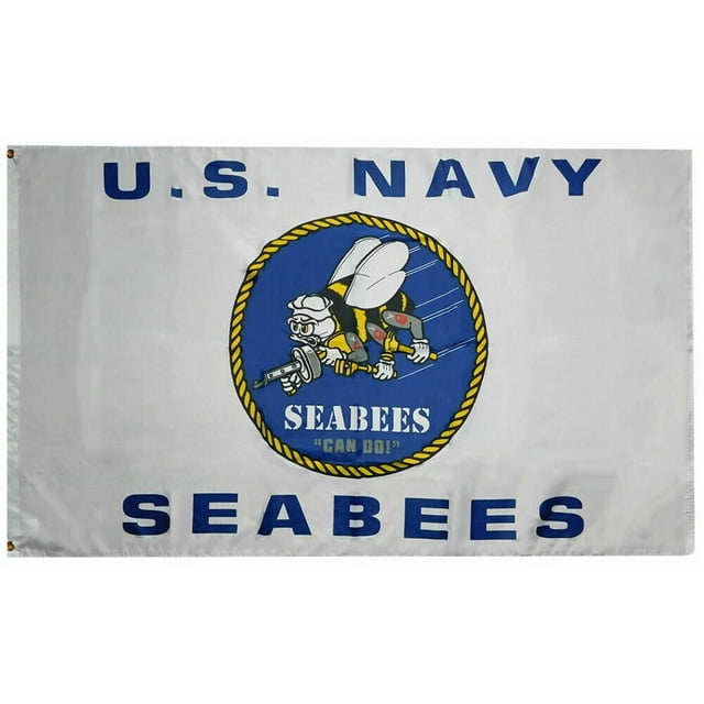 US Navy Seabees Flag Indoor Outdoor Banner 3x5FT Military United States ...