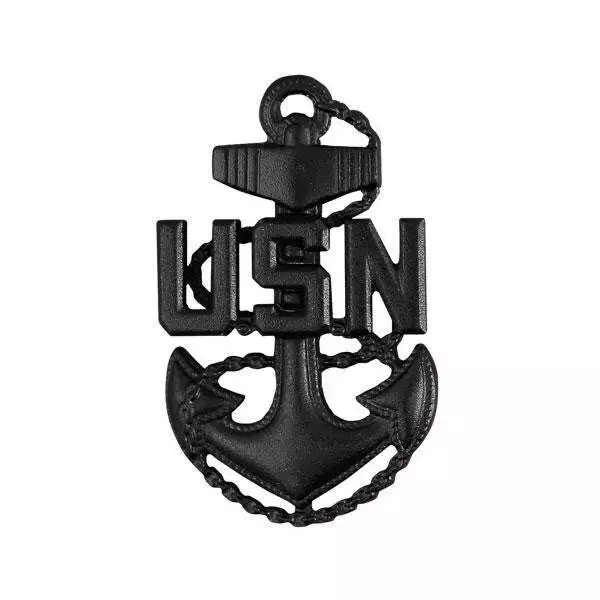 U.S. Navy Cap Device E-7 Chief Petty Officer CPO Black Metal 1-1/4"H x ...