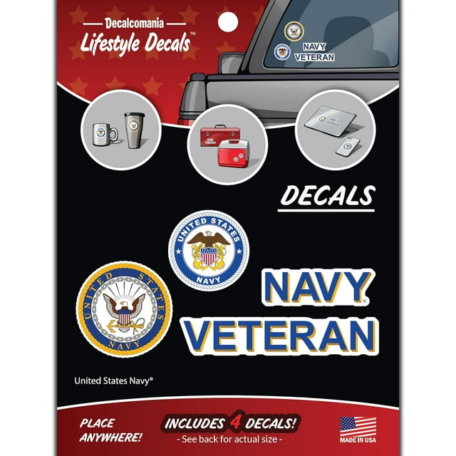 US Navy Veteran Car Decals - Set of 4 Window Stickers Navy Logo ...