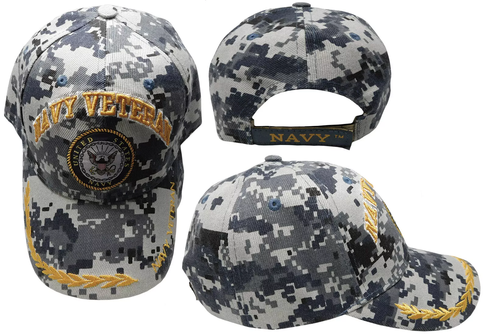 US Navy Veteran Emblem Blue ACU Digital Camo Embroidered Cap Hat ...