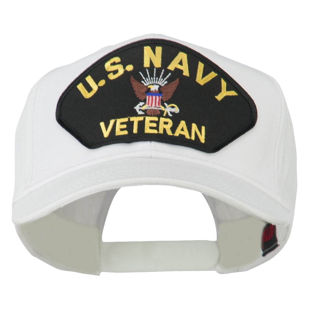US Navy Veteran Military Patched High Profile Cap - White OSFM ...