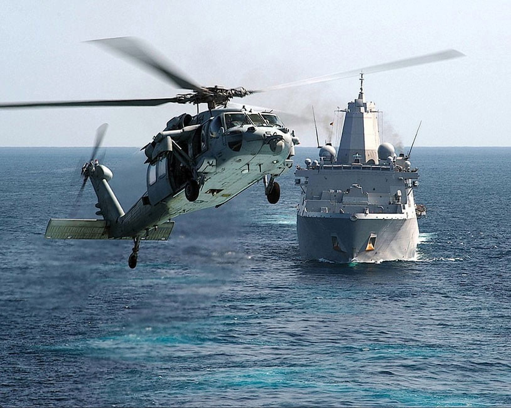 US Navy Wild Cards MH-60S Sea Hawk and USS Boxer LHD 4 - 20x30 Inch ...
