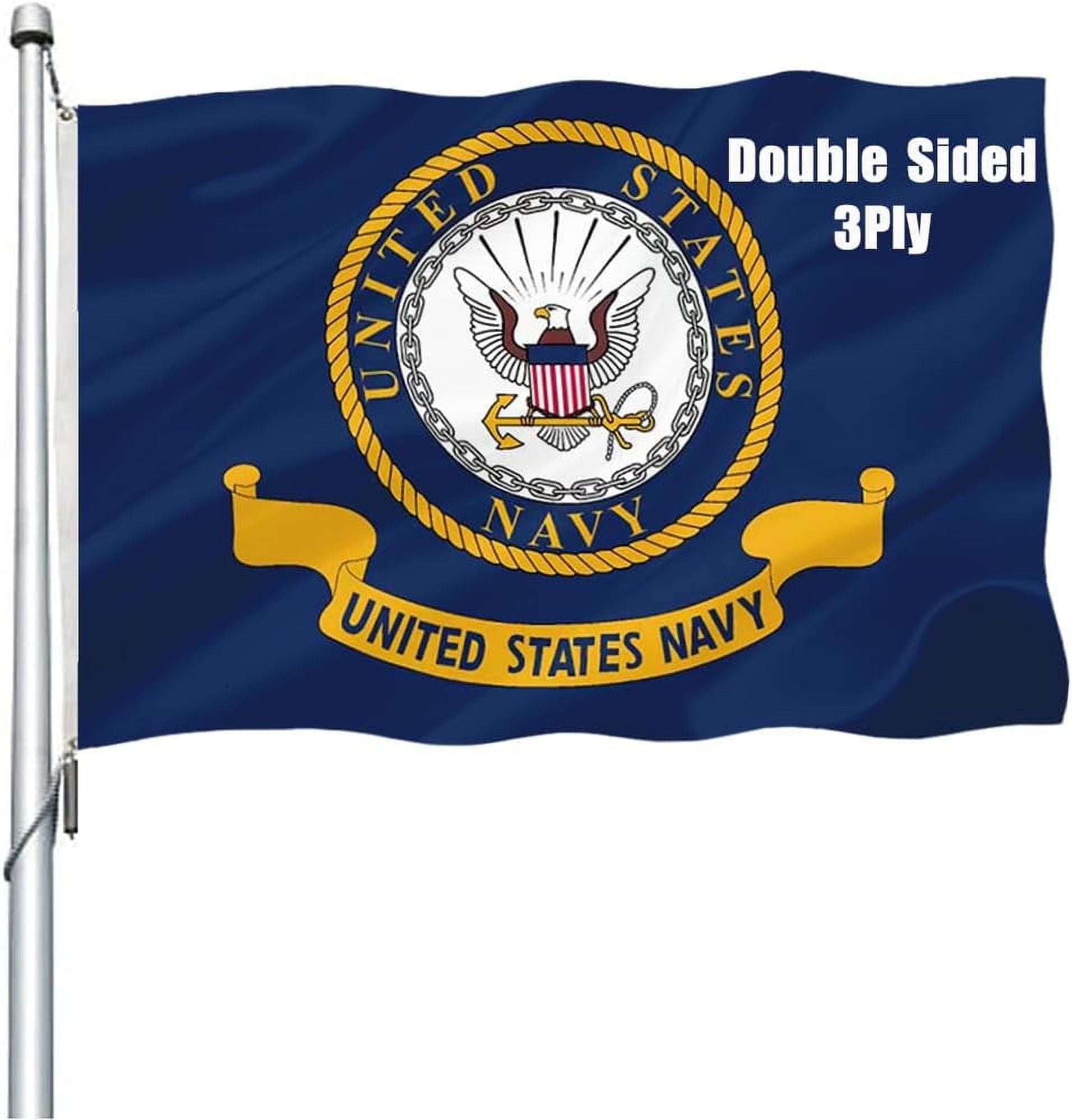 US Navy emblem flag 3x5 outdoor double sided-heavy duty polyester ...