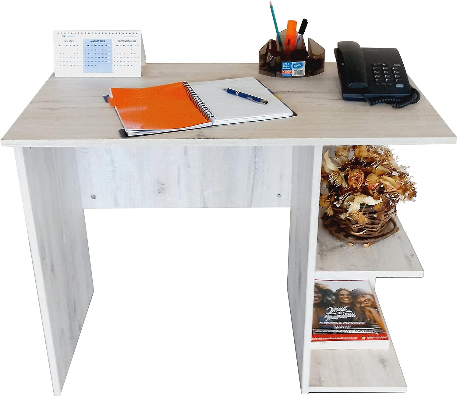 US Office Elements Wooden Study Desk - Modern & Durable Desk with Two ...