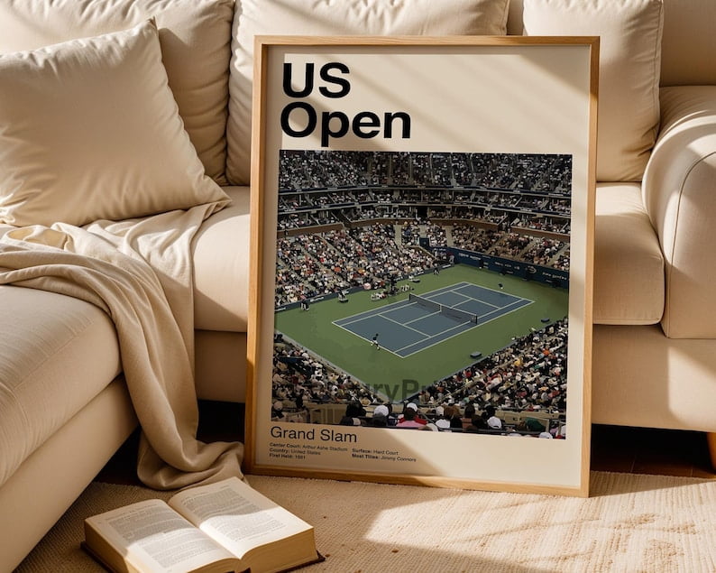 US Open Poster, Tennis Grand Slam Print, Flushing Meadows, Minimalist ...