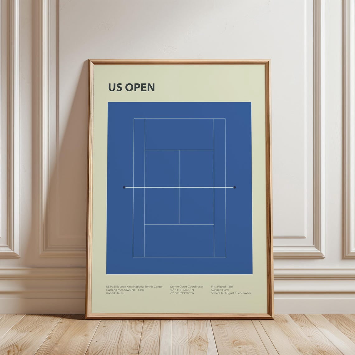 US Open Tennis Court Diagram USTA Billie Jean King Stadium Layout Wall ...