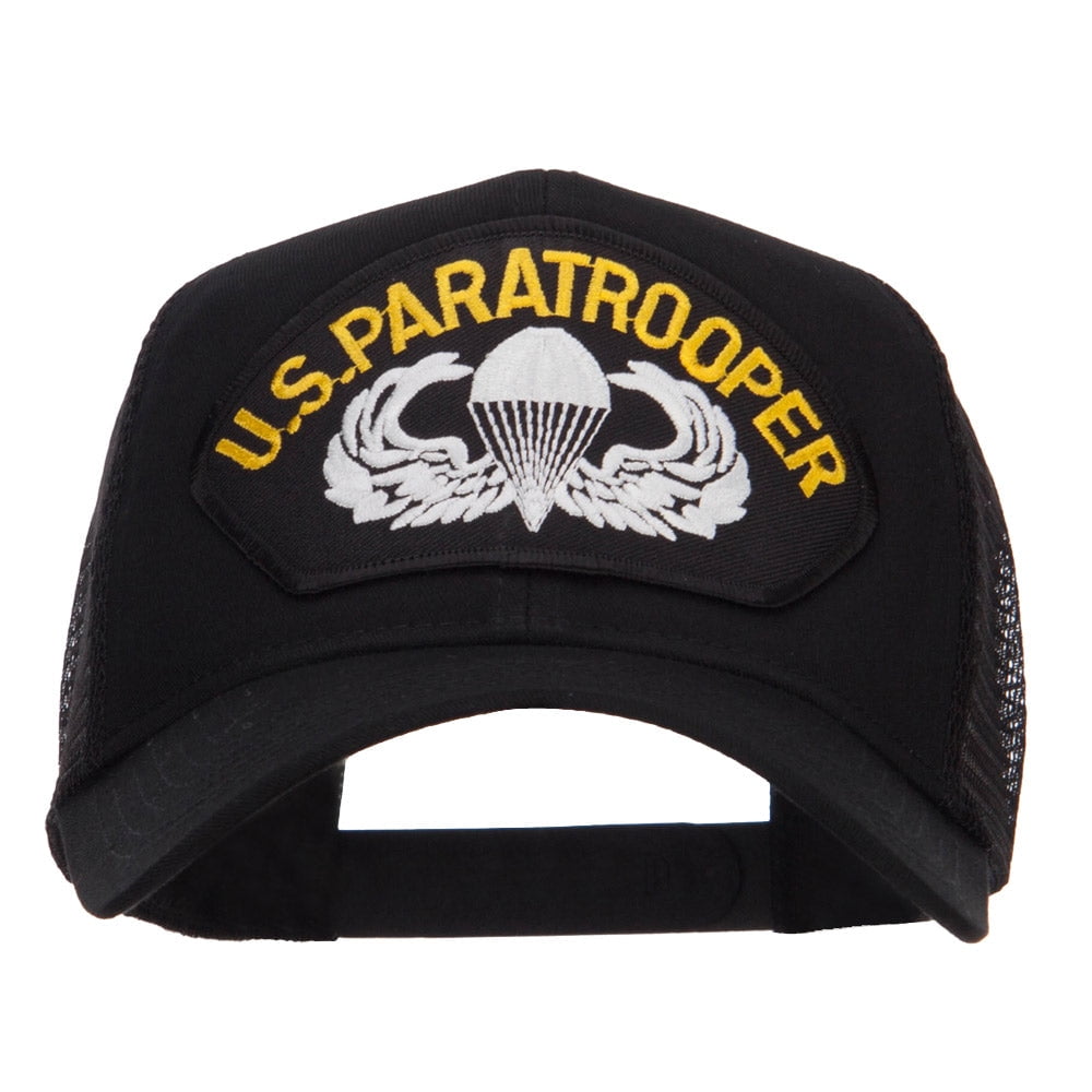 US Paratrooper Patched Mesh Cap - Black OSFM - Walmart.com