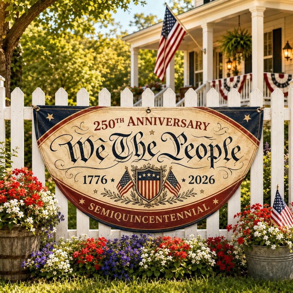 US Patriotic Fan Bunting We The People 1776-2026 Semicircle Flag, 250th ...