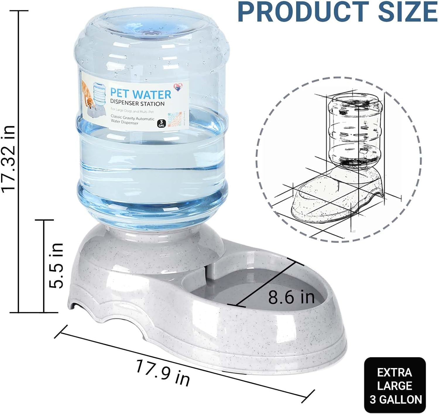 US Pet Water Dispenser for Large Dogs and Multi-Pet, 3 Gallon Dog Water ...
