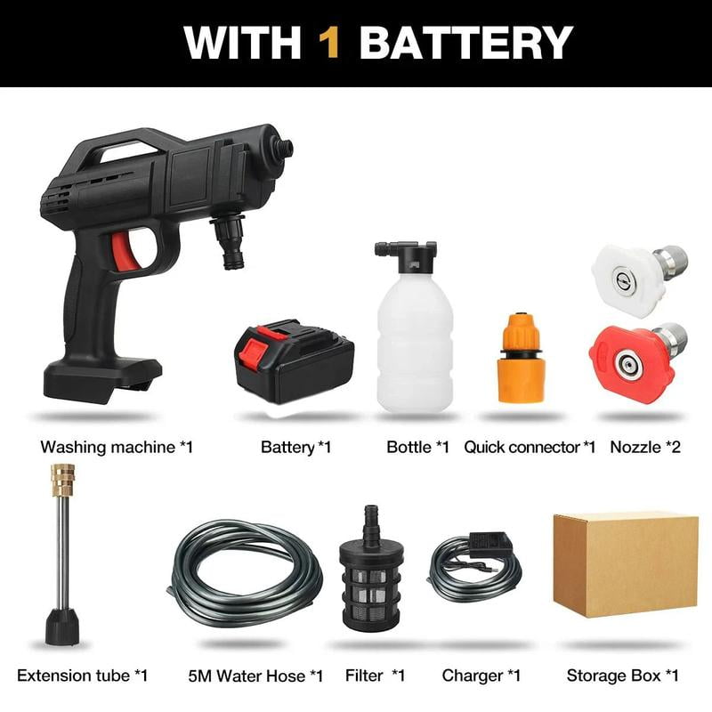 US Plug High Pressure Car Water Gun 1500W High Pressure Cleaner Lithium ...