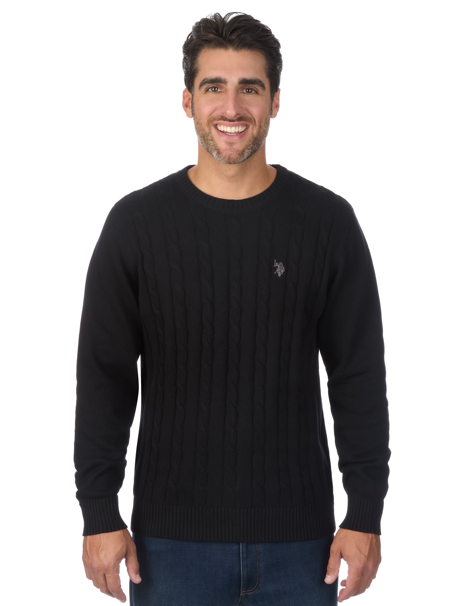 U.S. Polo Assn Men's Crew Neck Cable Sweater - Walmart.com