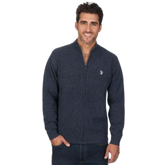 U.S. Polo Assn. men's Texture Block Full Zip Sweater - Fit - Walmart.com