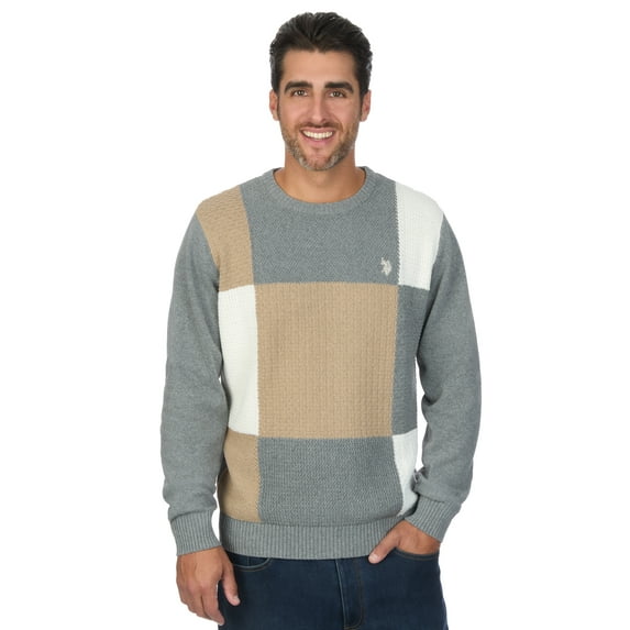 U.S. Polo Assn. Men's Textured Patchwork Sweater - Walmart.com