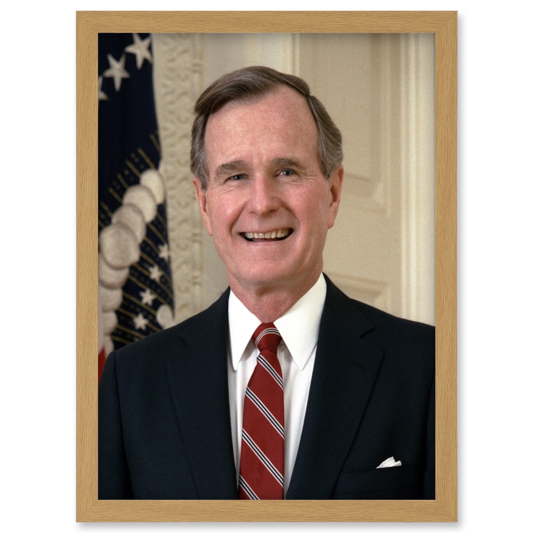 US President George H W Bush Portrait Photo Artwork Framed Wall Art ...