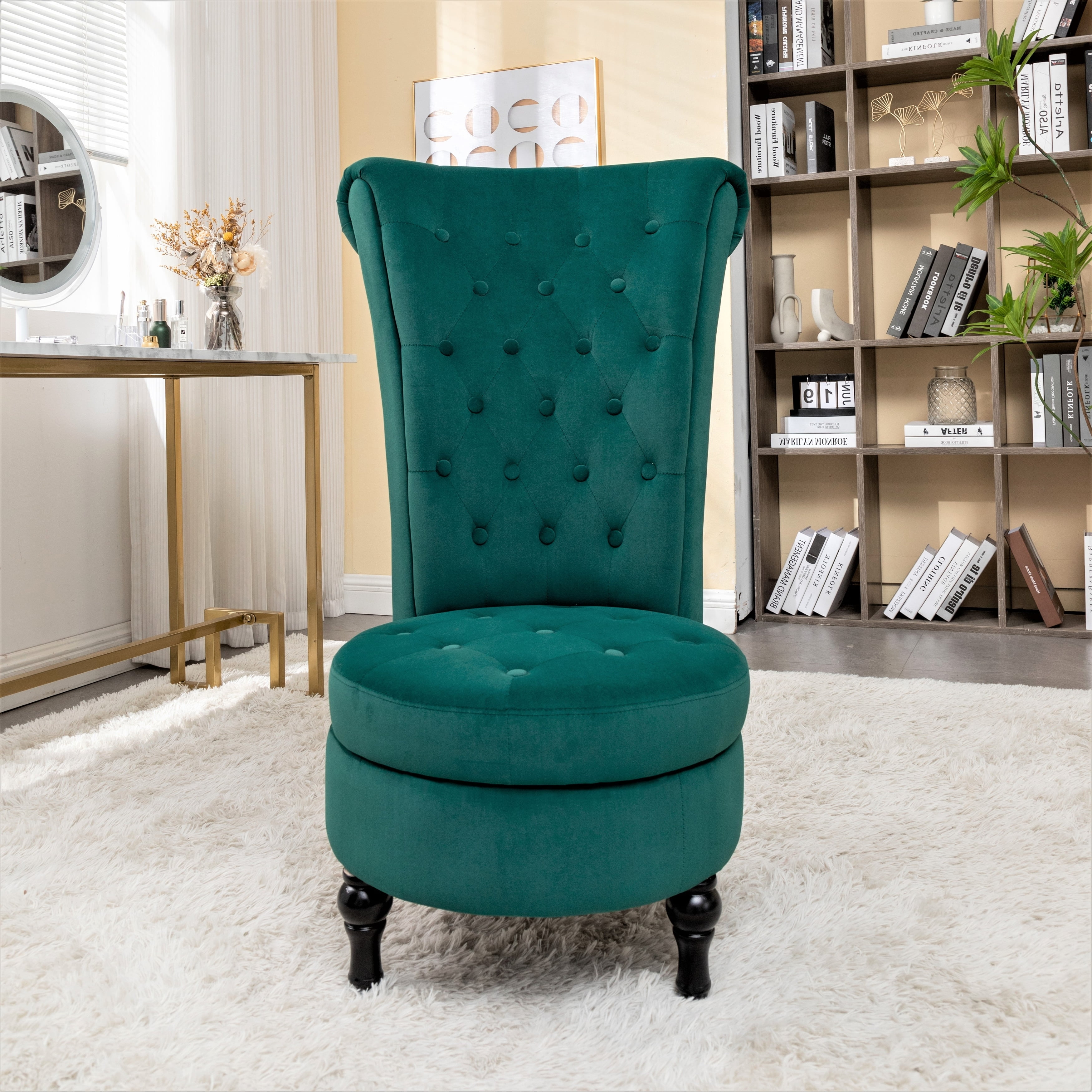 US Pride Furniture Gosser 20" Wide Velvet High Back Vanity Chair Green ...