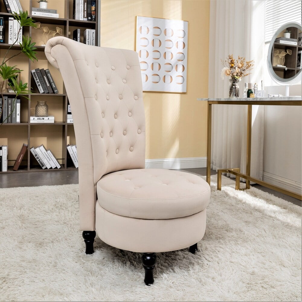 US Pride Furniture Gosser 20" Wide Velvet High Back Vanity Chair, Ivory ...