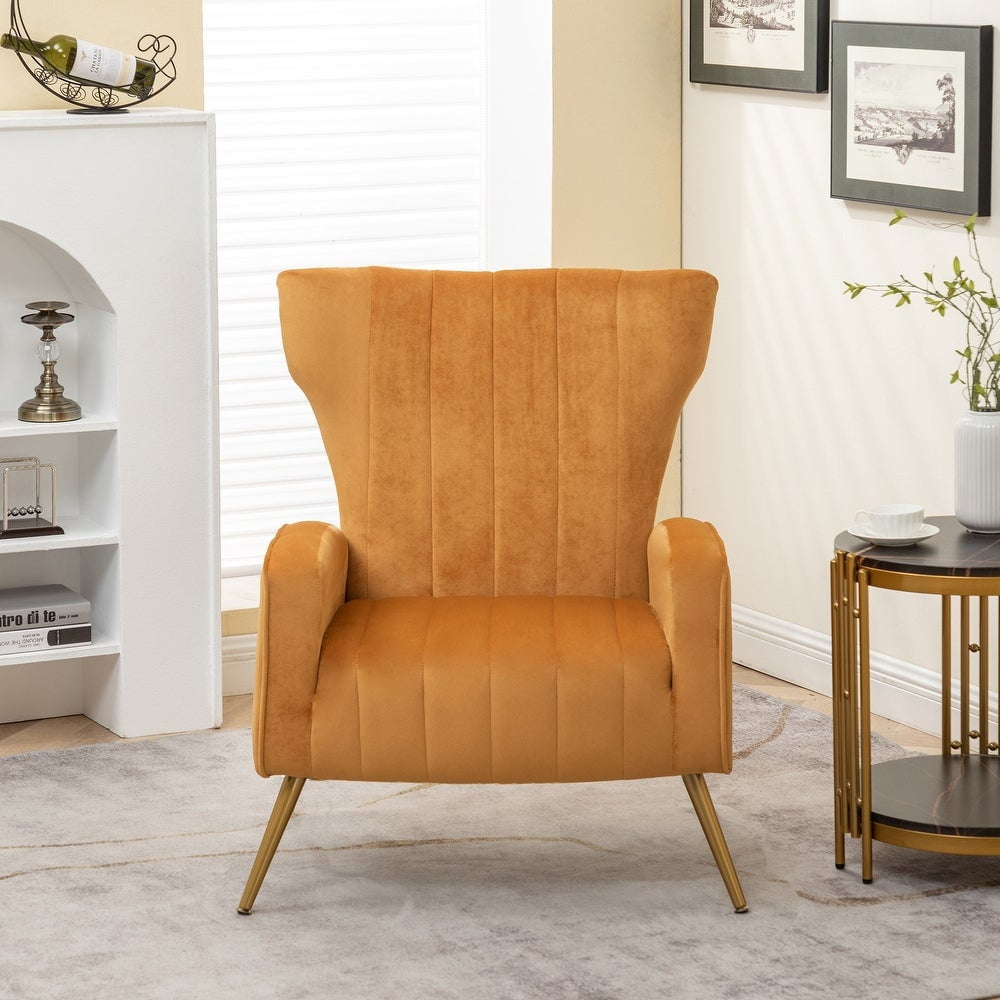 US Pride Furniture Kaleigh 27.56"W Velvet Sofa Chair with Metal Legs ...
