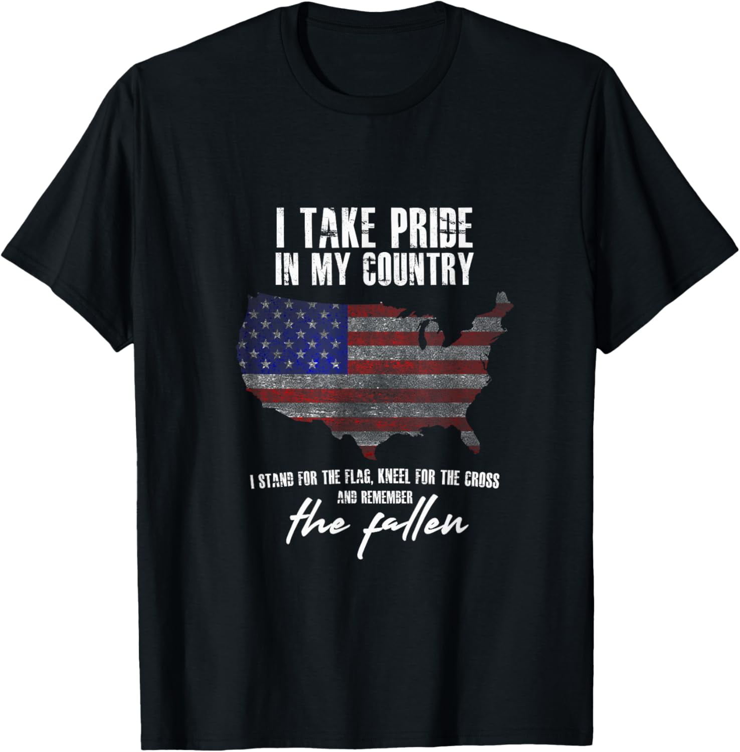 US Pride Stand for Flag Kneel for Cross Remember Fallen T-Shirt ...