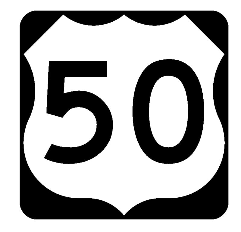 US Route 50 Metal Sign Decal Highway Sign Road Sign Size: 8 inch x 8 ...