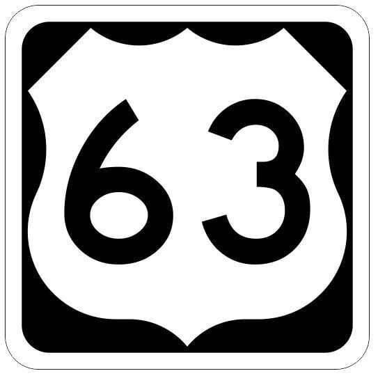 US Route 63 Metal Sign Decal Highway Sign Road Sign Size: 12 inch x 12 ...
