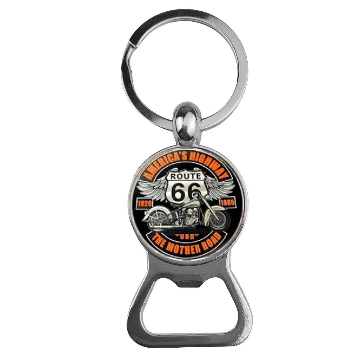 US Route 66 Bottle Opener Keychain fashion Classic Key Ring with Round ...