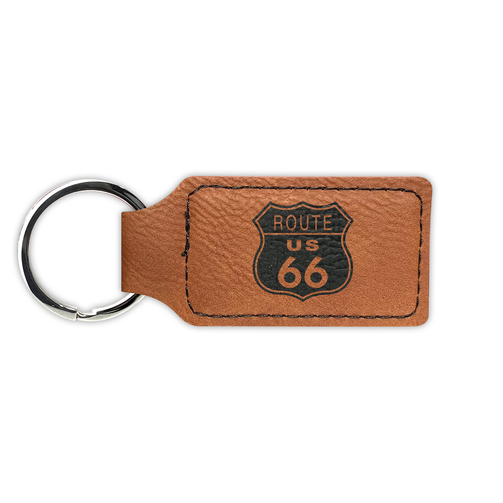US Route 66 Keychain Leatherette Rectangle - Laser Engraved - Many ...