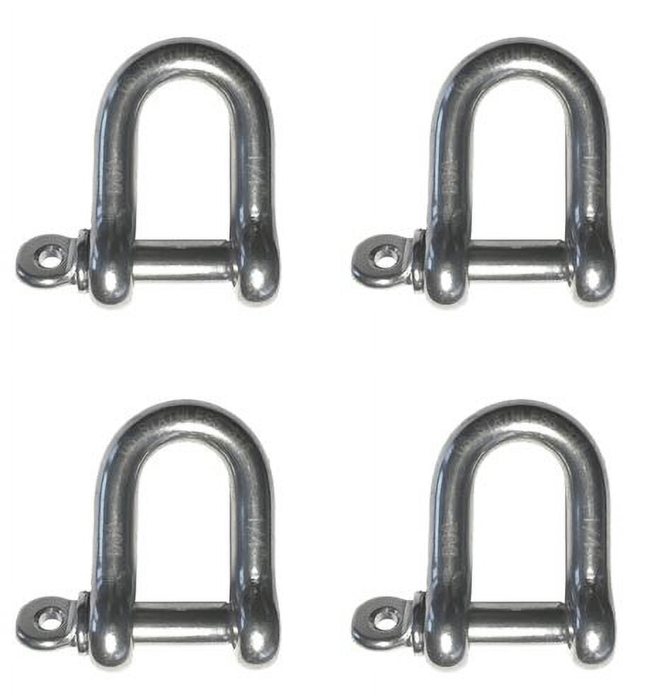 US STAINLESS 4 Pieces Stainless Steel 316 Forged D Shackle Marine Grade ...
