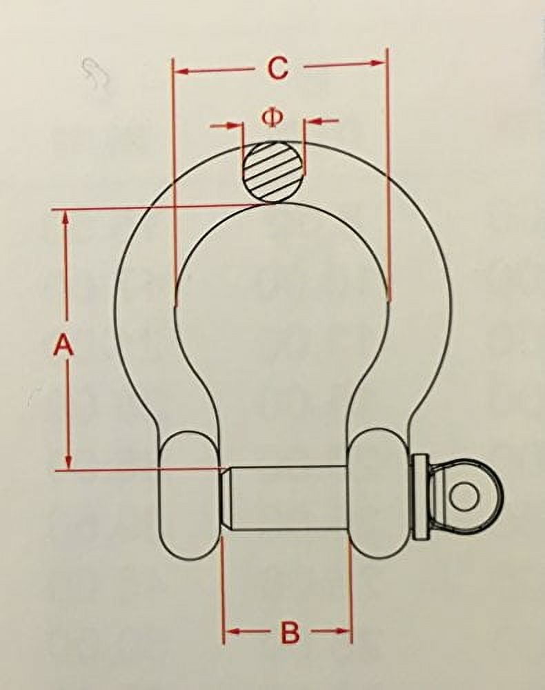 US STAINLESS Stainless Steel 316 Bow Shackle 3/4" (19mm) Marine Grade ...