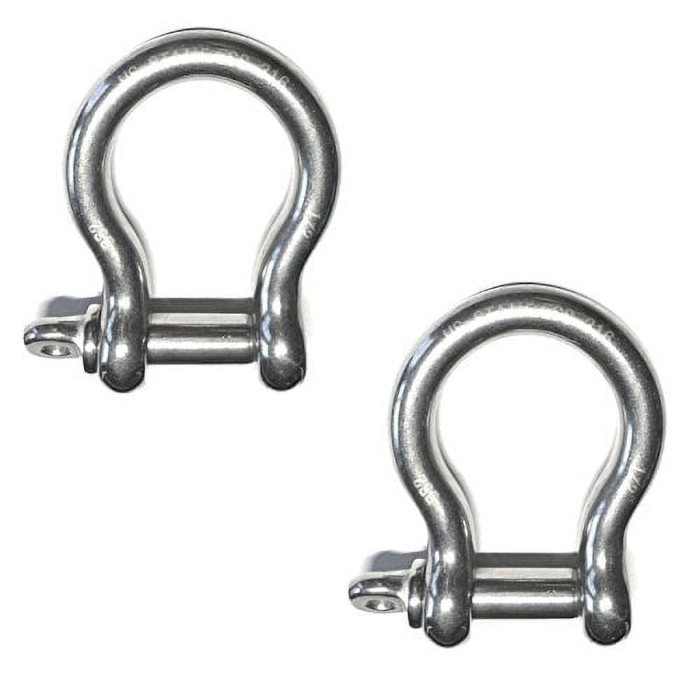 US STAINLESS Stainless Steel 316 Forged Bow Shackle (2 Pieces 1/2" 12mm ...