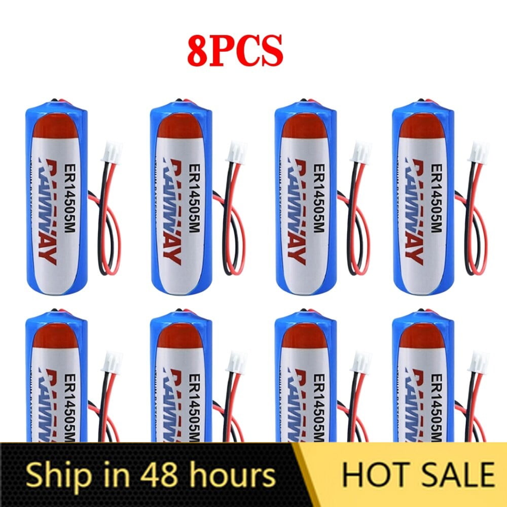 US STOCK 8PCS ER14505M PLC Battery 3.6v 2200mAh Non-rechargeable Battery with White Plug ...