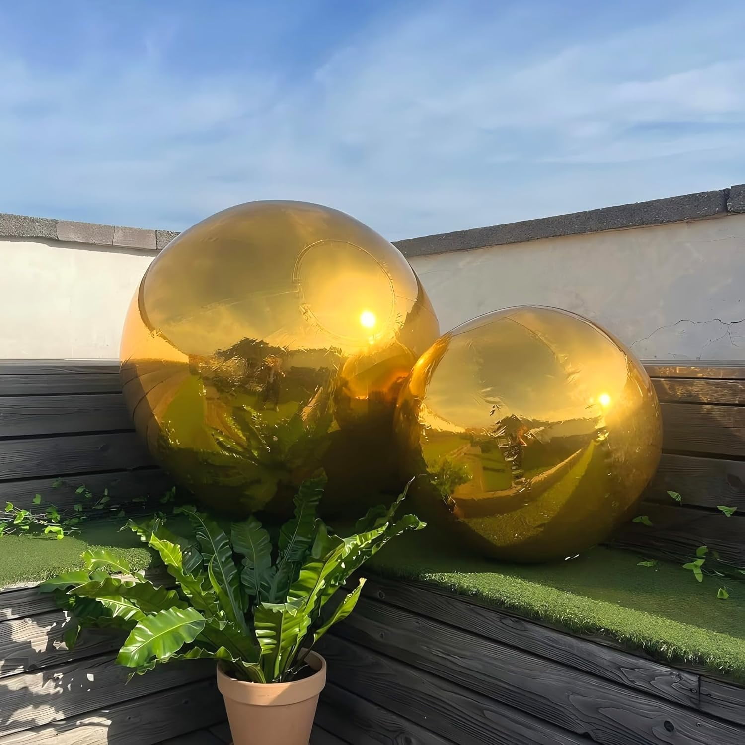 US STOCK Inflatable Mirror Ball, Gold Giant Mirror Balloon, Big Shinny ...