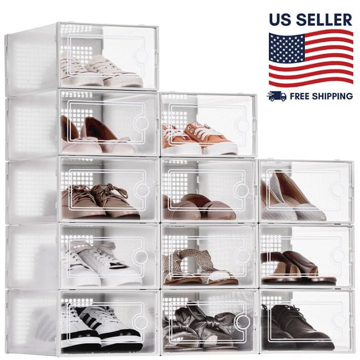 US IN STOCK Shoe Boxes Clear Plastic Stackable, 12 Pack Shoe Storage 13 ...